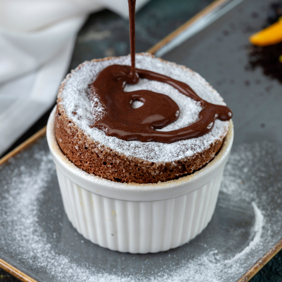Chocolate Soufflé With Raspberry Topping - icook for two